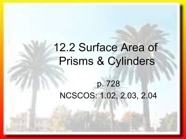12 2 surface areas of prisms and cylinders lesson | PPT