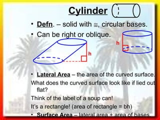 12 2 surface areas of prisms and cylinders lesson | PPT