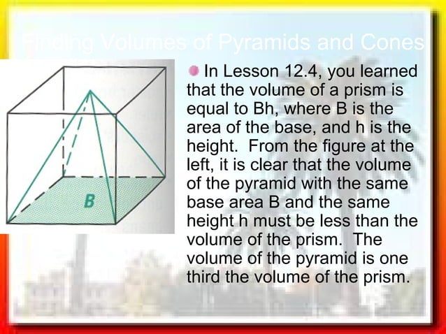 12 5 volumes of pyramids and cones | PPT | Physics | Science