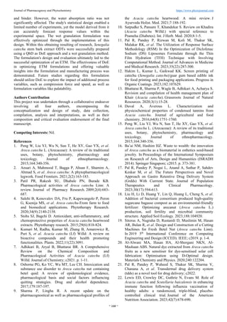 Design of Experiments (DoE) manipulation in the formulation and optimization of a traditional ...