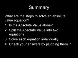 Dec. 6 - Absolute Value Equations | PPT