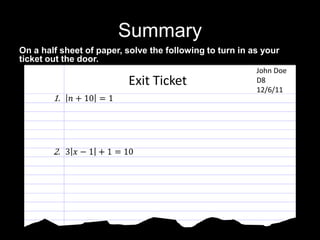 Dec. 6 - Absolute Value Equations | PPT