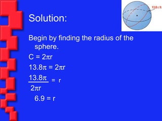 12.6 surface area & volume of spheres | PPT