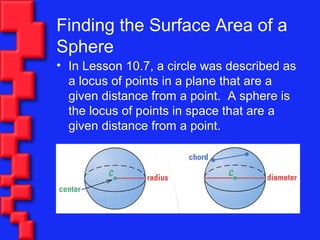 12.6 surface area & volume of spheres | PPT