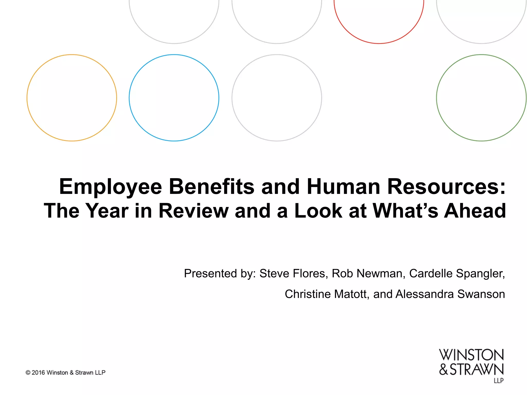 Employee Benefits and Human Resources: The Year in Review and a Look at ...