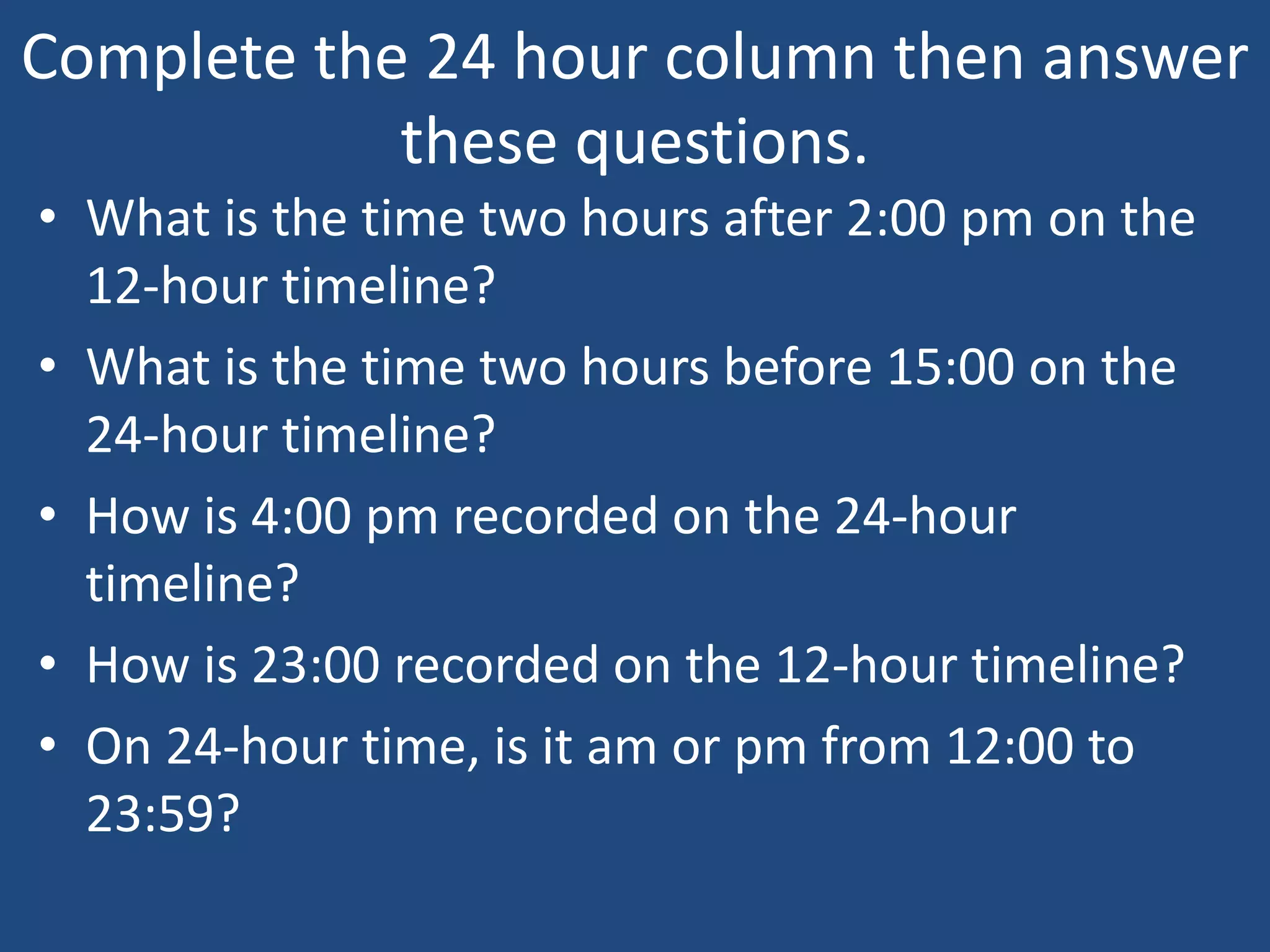 12 & 24 hour time conversion chart | PPTX