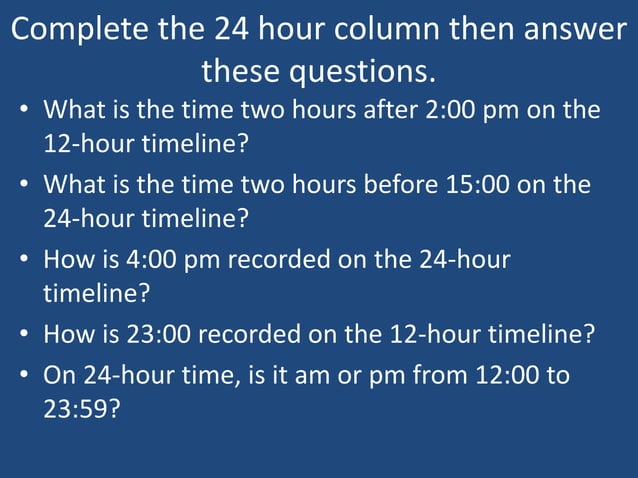 12 & 24 hour time conversion chart | PPTX