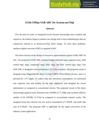 12-Bit 1MSps SAR ADC For System-On-Chip | PDF