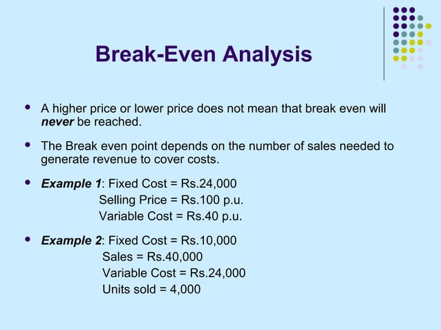 PPT on break even analysis | PPT