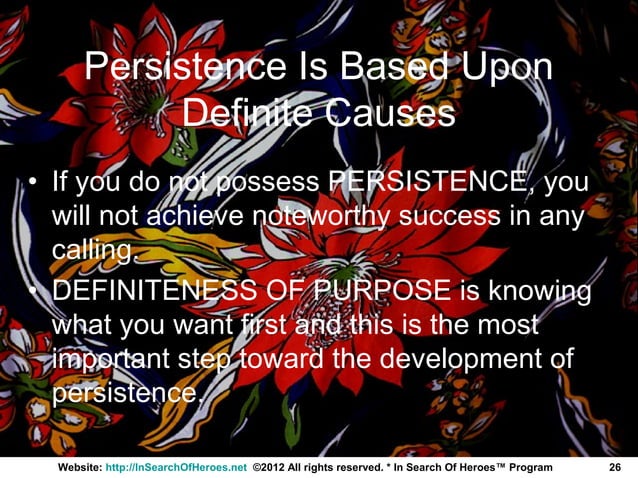 Napoleon Hill Think and Grow Rich Persistence Part1 | PPT