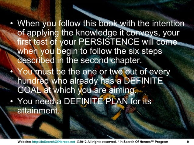 Napoleon Hill Think and Grow Rich Persistence Part1 | PPT