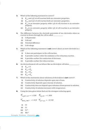chemistry exemplar class 12 electrochemistry pdf | PDF