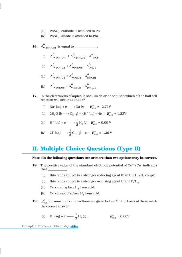 chemistry exemplar class 12 electrochemistry pdf | PDF