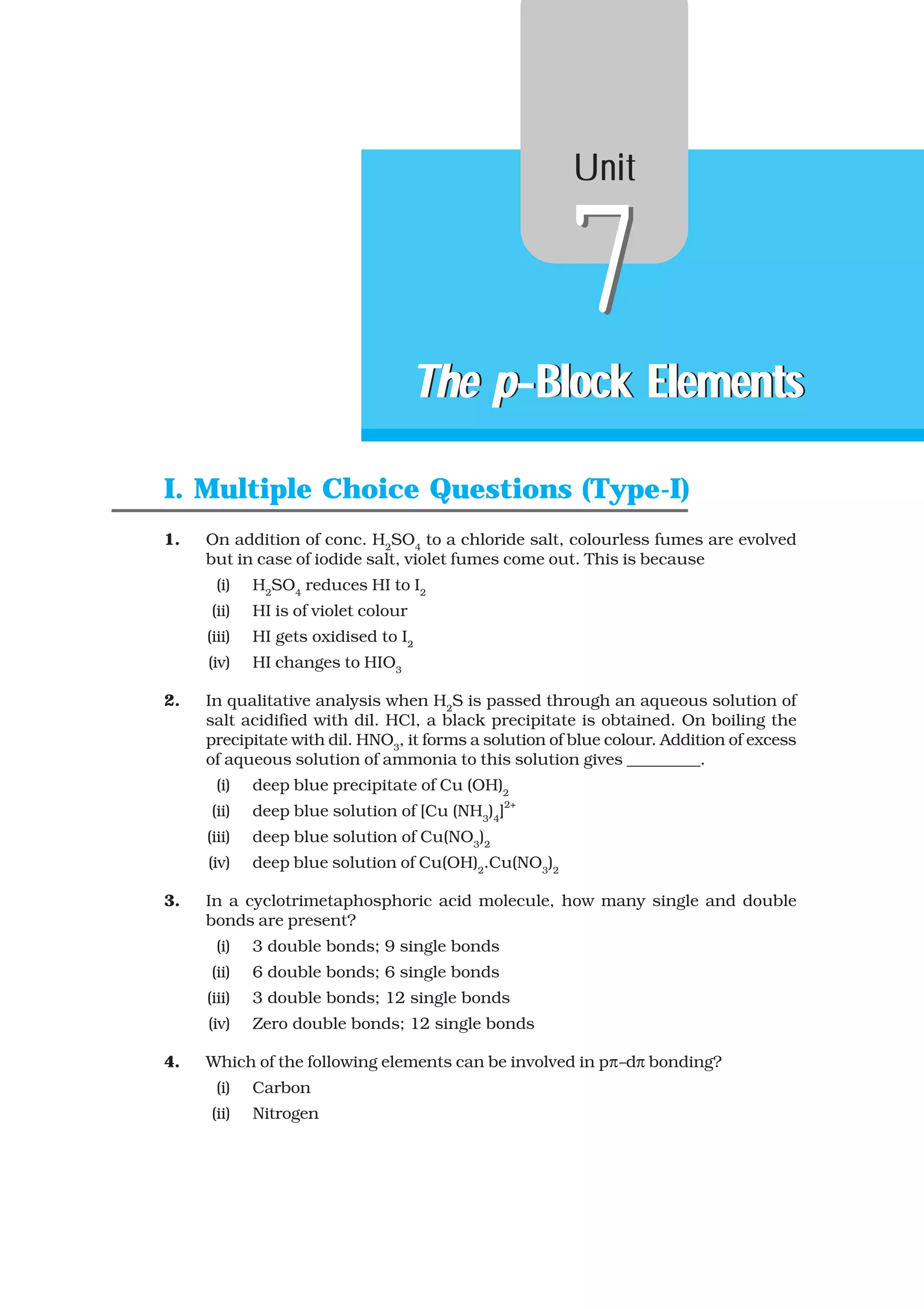 chemistry exemplar class 12 p-Block Elements pdf | PDF