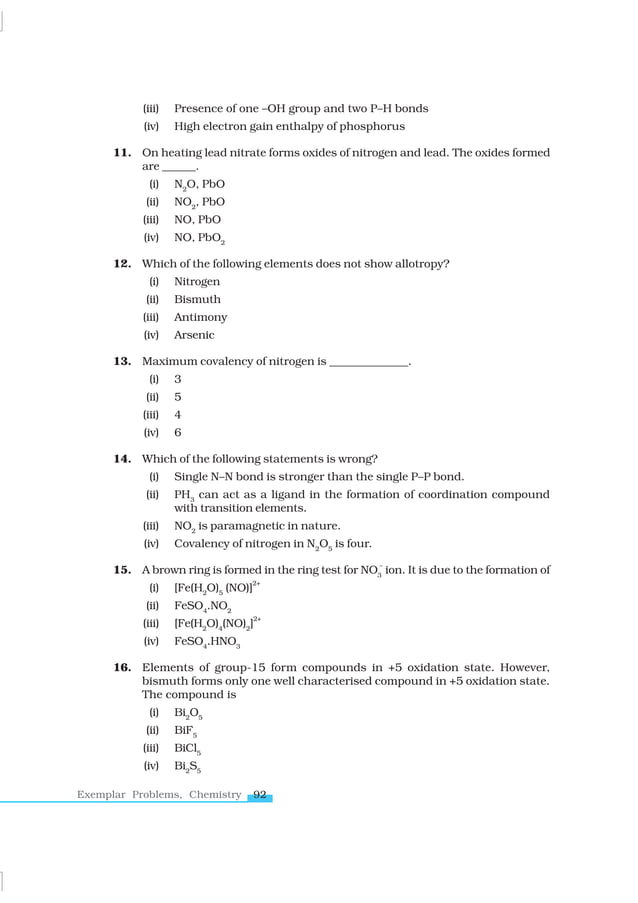 chemistry exemplar class 12 p-Block Elements pdf | PDF