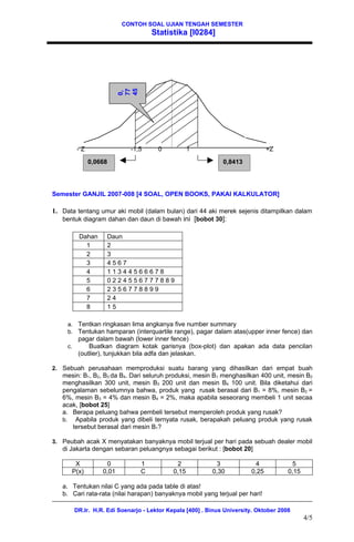 12. contoh soal uts statistika | DOC