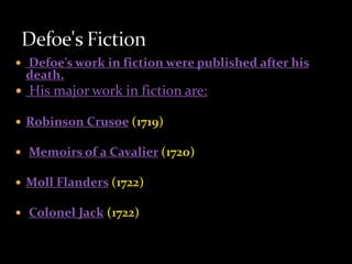 12 daniel defoe | PPTX | Fiction | Books and Literature