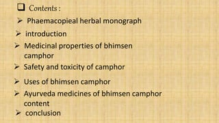 Bhimsen camphor | PPT