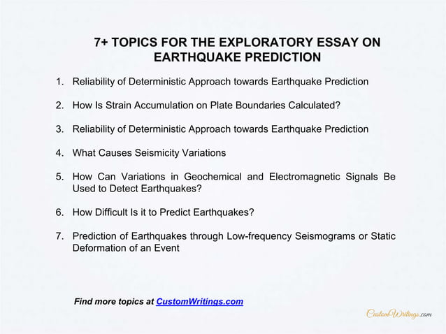 COMPLETE GUIDE ON WRITING AN EXPLORATORY ESSAY ON EARTHQUAKE PREDICTION ...