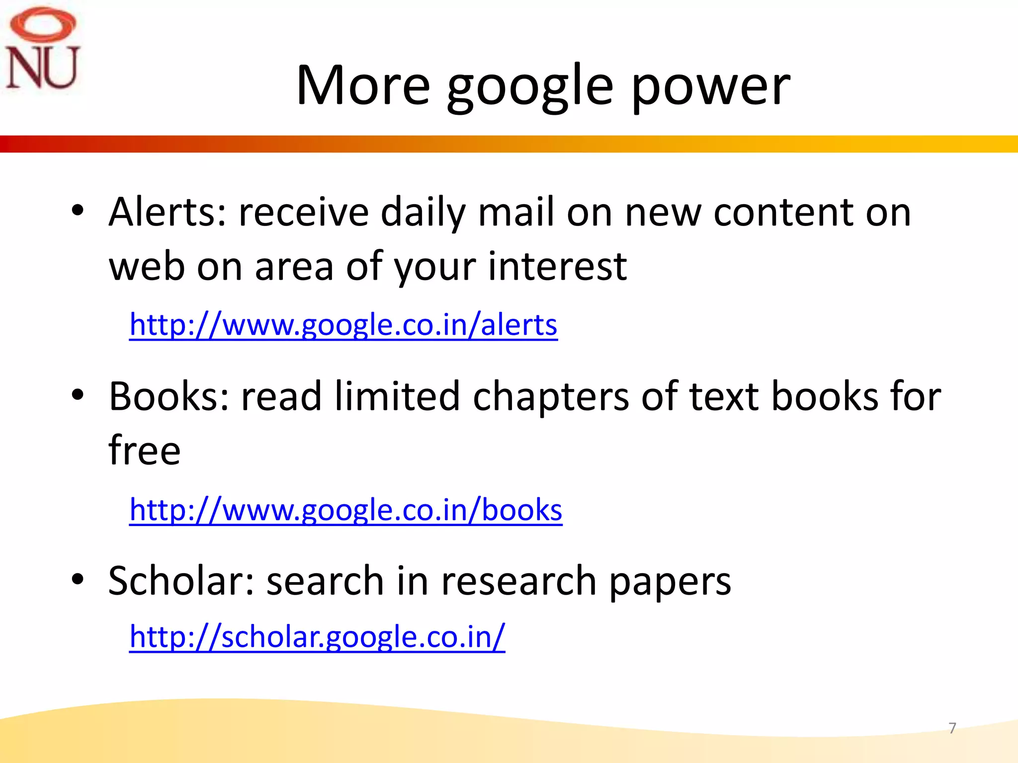 Google advance features for power searching | PPT