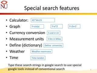 Google advance features for power searching