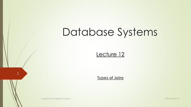 joins in database | PPTX | Databases | Computer Software and Applications