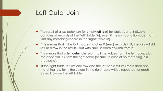 Joins In Database Pptx Databases Computer Software And Applications