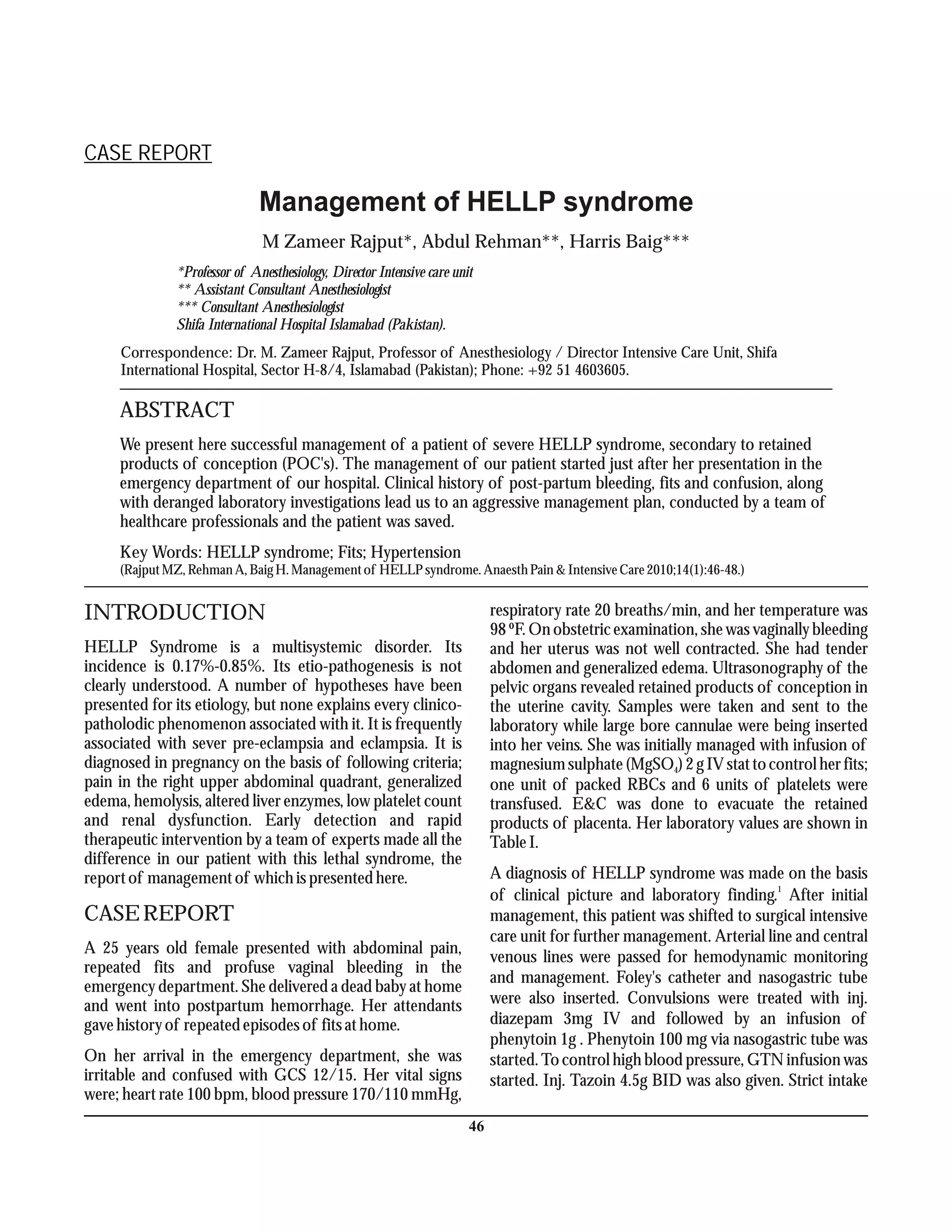 management-of-hellp-syndrome | PDF