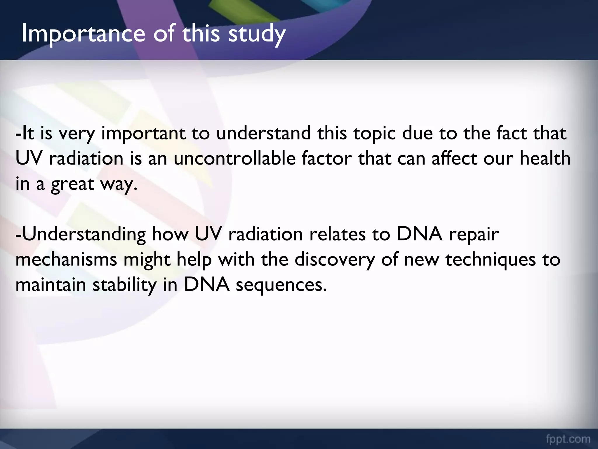 DNA Damage Caused by Ultraviolet Radiation | PPT