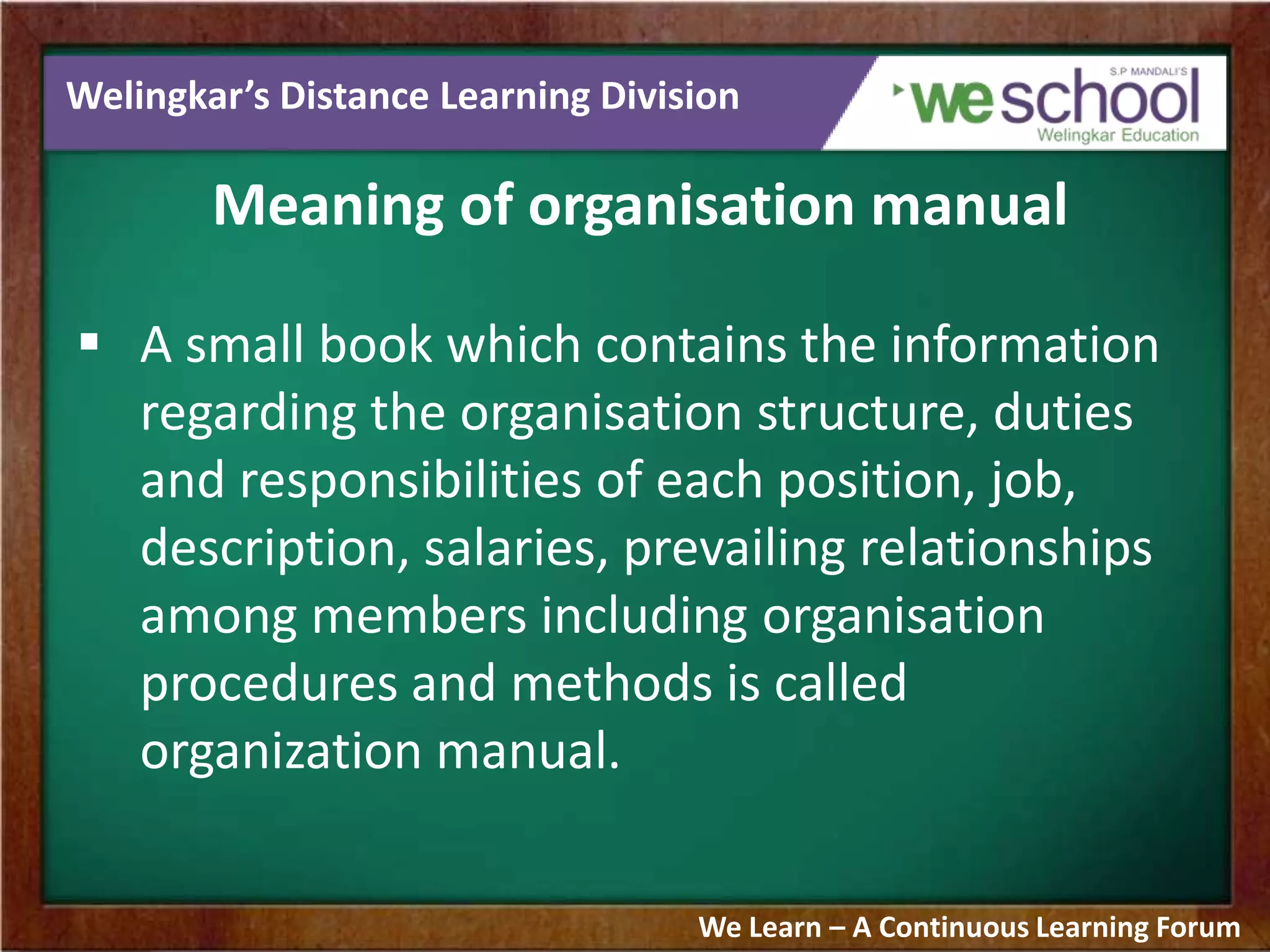Organization Manuals - Principles of Management | PPTX