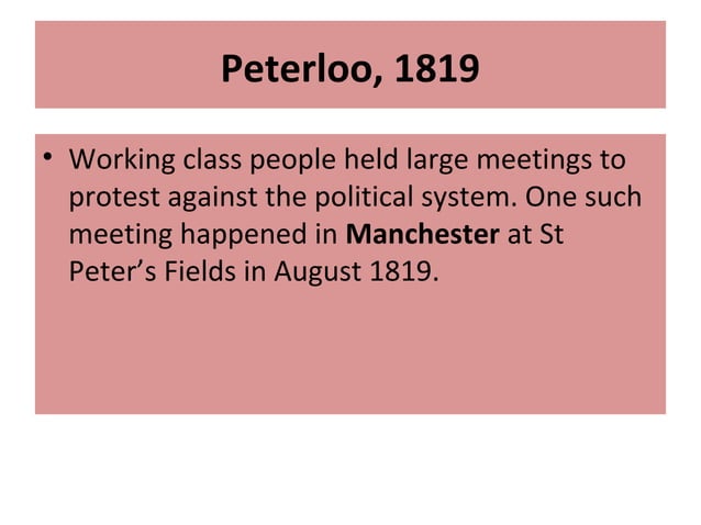 Peterloo- protests | PPT | Civic affairs | Politics