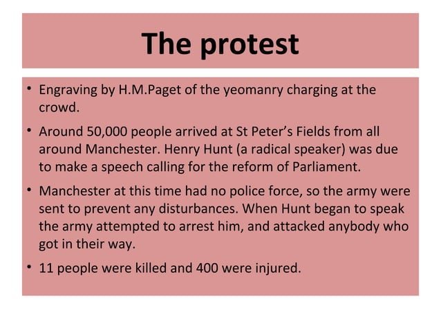 Peterloo- protests | PPT | Civic affairs | Politics