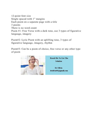12-point font sizeSingle spaced with 1” marginsEach poem on a se.docx
