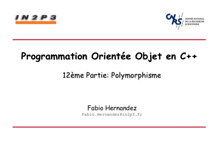Partie 12: Polymorphisme — Programmation orientée objet en C++
