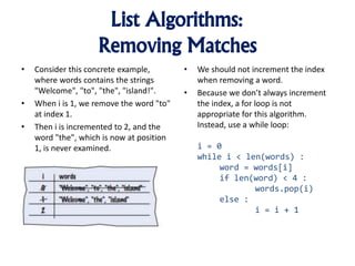 An Introduction To Python - Tables, List Algorithms | PPT
