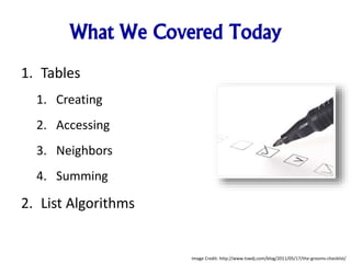 An Introduction To Python - Tables, List Algorithms | PPT