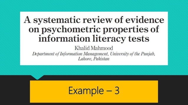 Systematic literature review -- Examples | PPTX | Education
