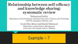 Systematic literature review -- Examples | PPTX