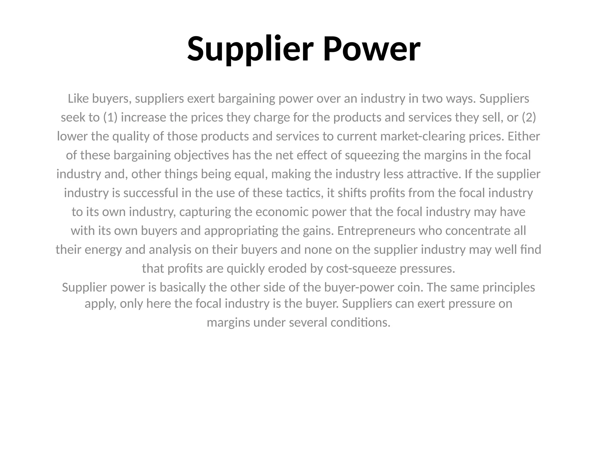 Supplier Power, its usage and its importance | PPTX