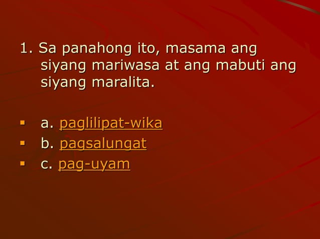 Ang mga Matatalinghagang salita - Tayutay | PPT