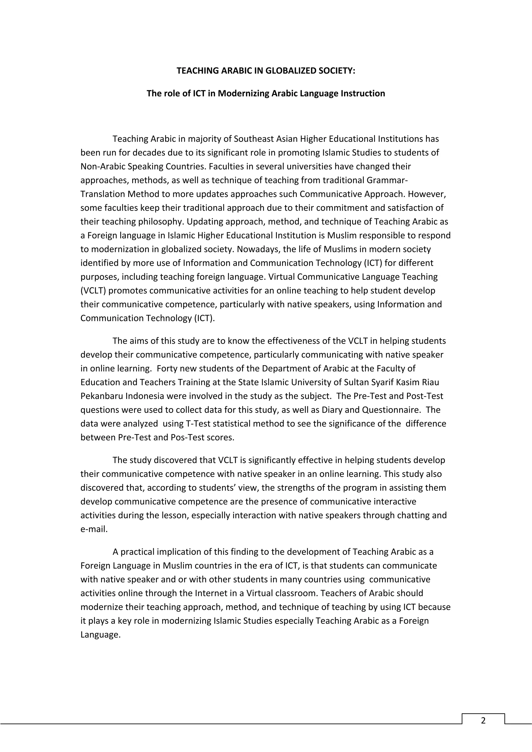 12 Teaching Arabic in Globalized Society: The role of ICT in ...