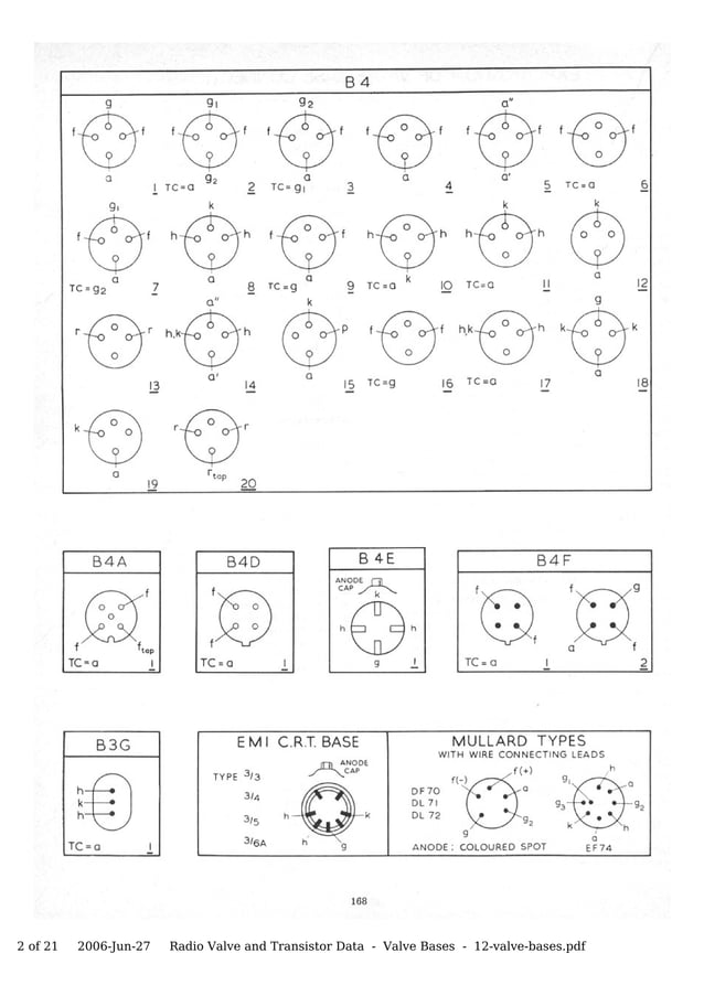 Valve & Transistor Data, pt 12 Valve Base Data | PDF | Consumer ...