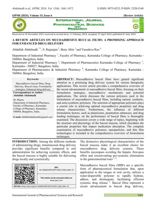 A REVIEW ARTICLES ON MUCOADHESIVE BUCCAL FILMS: A PROMISING APPROACH ...