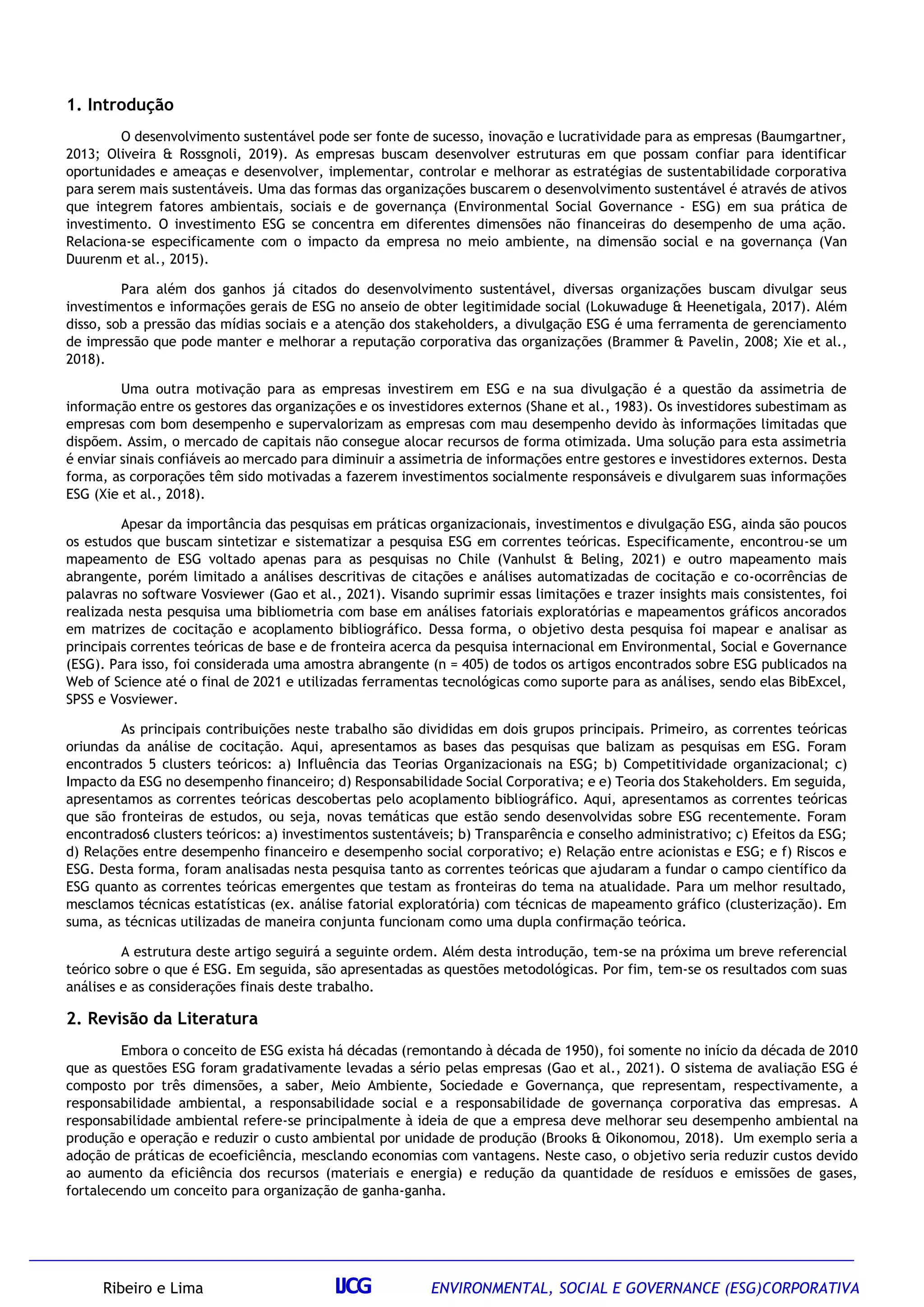 Environmental, Social and Governance (ESG): Mapeamento e Análise de ...