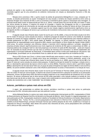 Environmental, Social and Governance (ESG): Mapeamento e Análise de ...