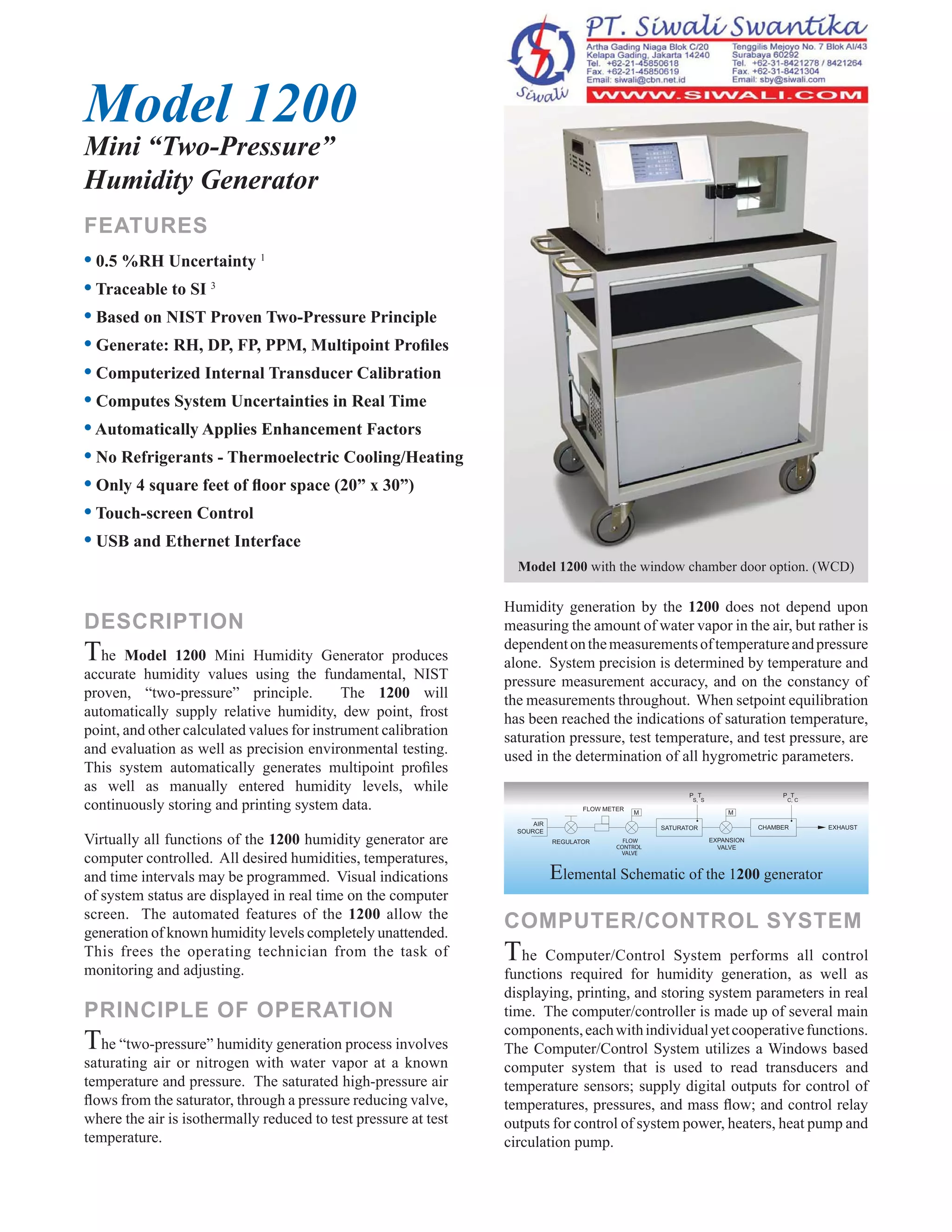 Brosur Thunder Scientific | Model 1200 | Humidity Generator | PDF