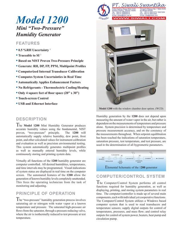 Brosur Thunder Scientific | Model 1200 | Humidity Generator | PDF