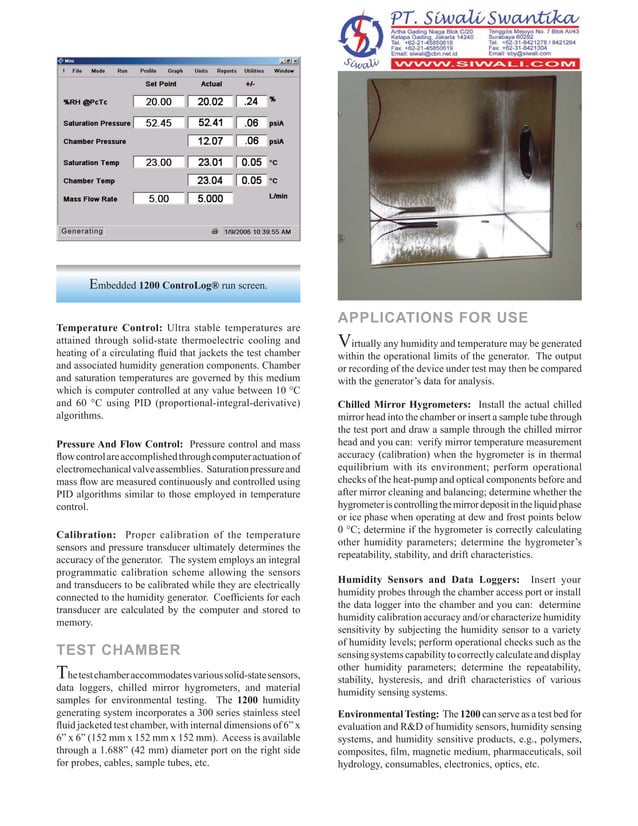 Brosur Thunder Scientific | Model 1200 | Humidity Generator | PDF