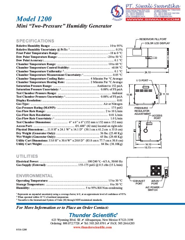 Brosur Thunder Scientific | Model 1200 | Humidity Generator