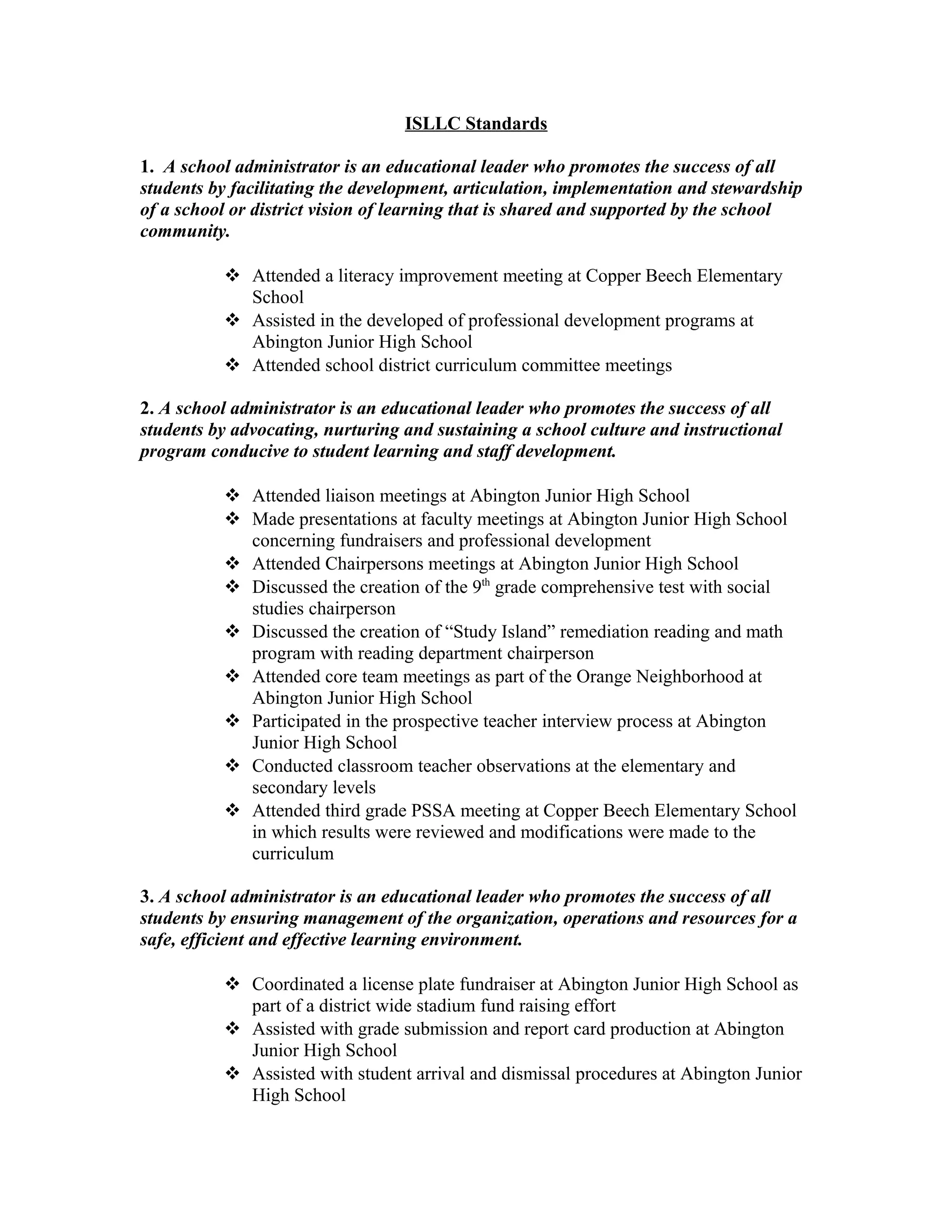 ISLLC Standards | PDF